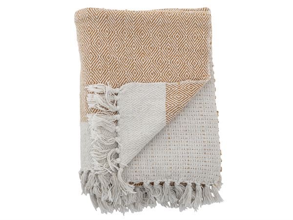 Blød plaid i hvid og gul | www.notredame.dk